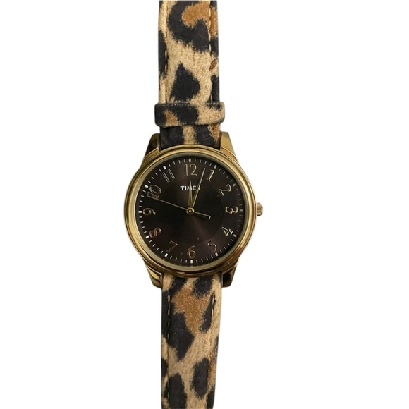 Timex | Accessories | Vintage Timex Elevated Classics Ladies Leopard ...